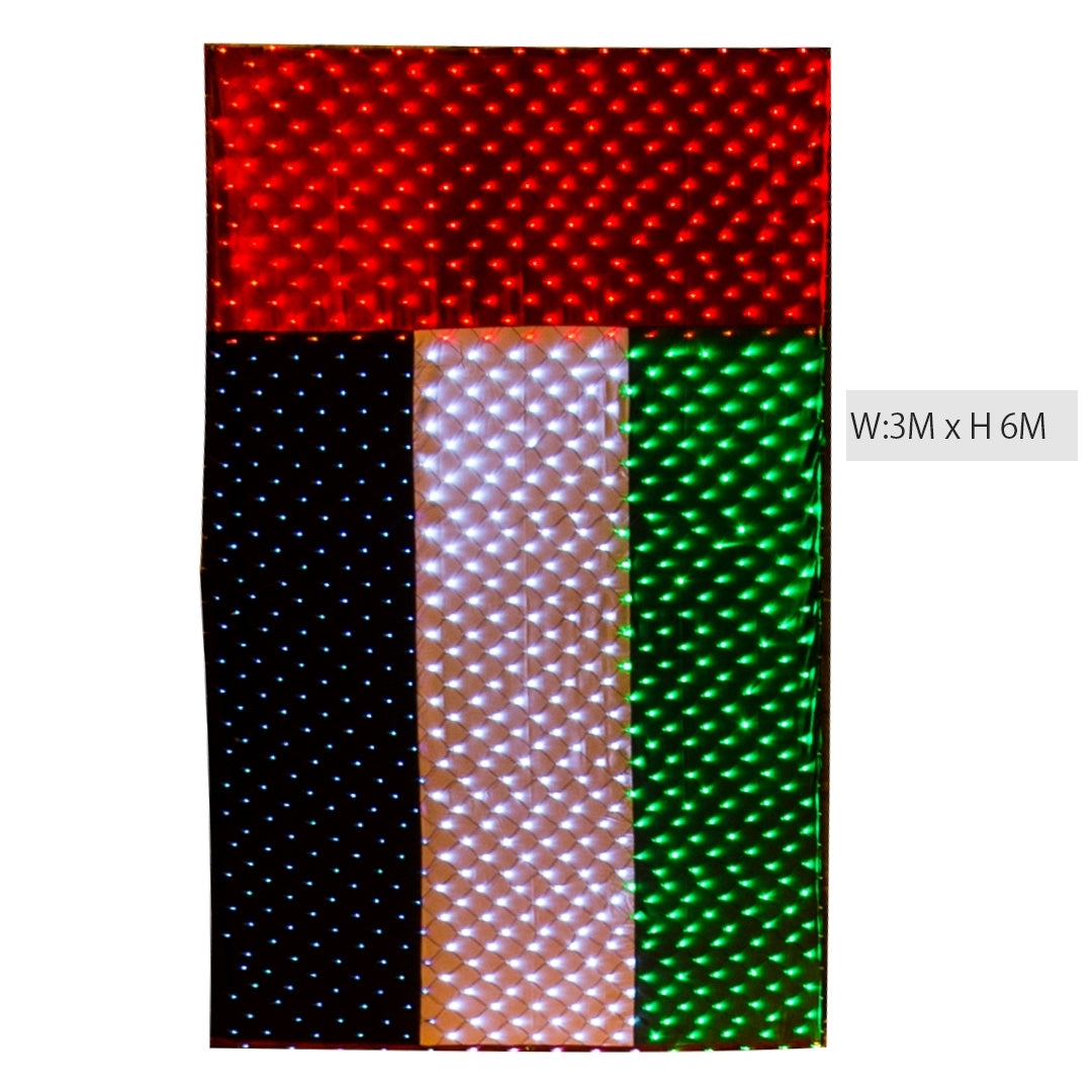 Order UAE Flag LED Net Light W3 x H6 Meters Now! | Jomla.ae