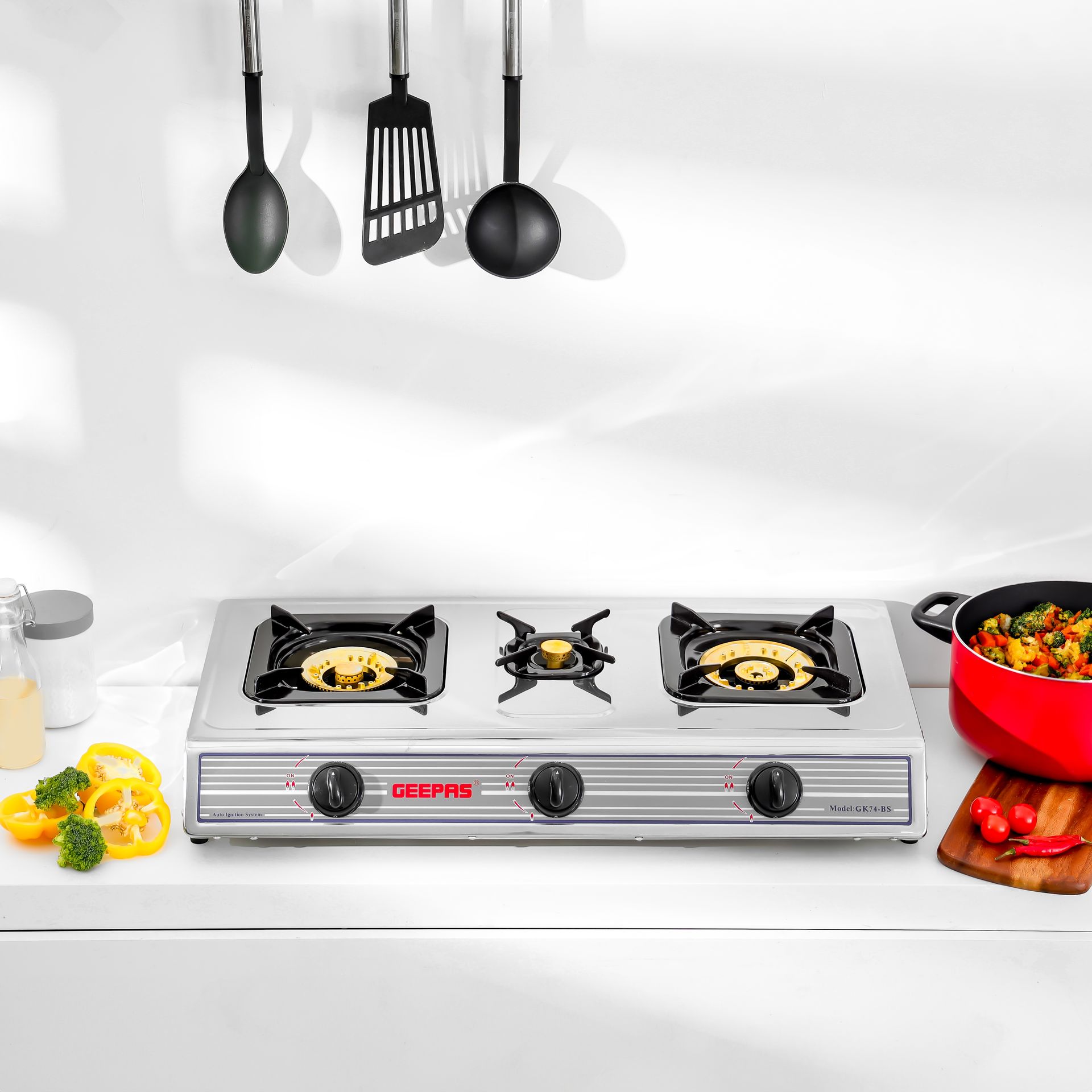 Order Geepas Stainless Steel Gas Cooker- GK74BS| Three Burner Gas Stove ...