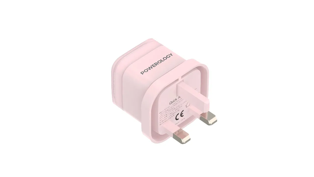 Order Powerology Dual-Port Fast Charging Adapter - Pink Now! | Jomla.ae