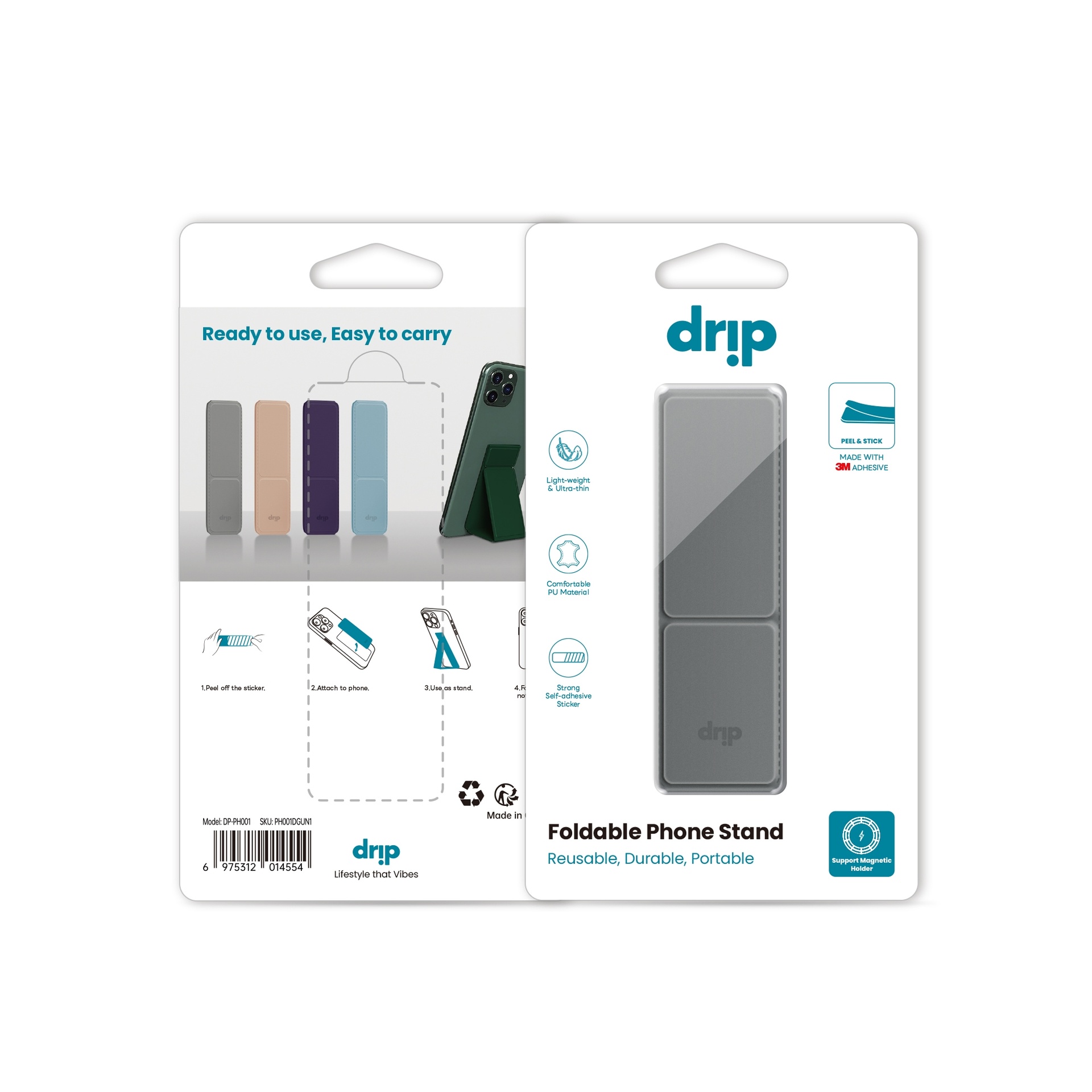 Order Drip Foldable Phone Stand Dark Gray Now! | Jomla.ae