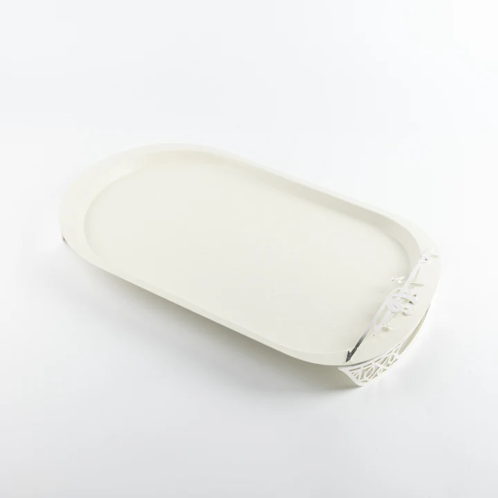 Order Otantik Home Iron Serving Tray From Liqaa - Pearl White + Silver ...