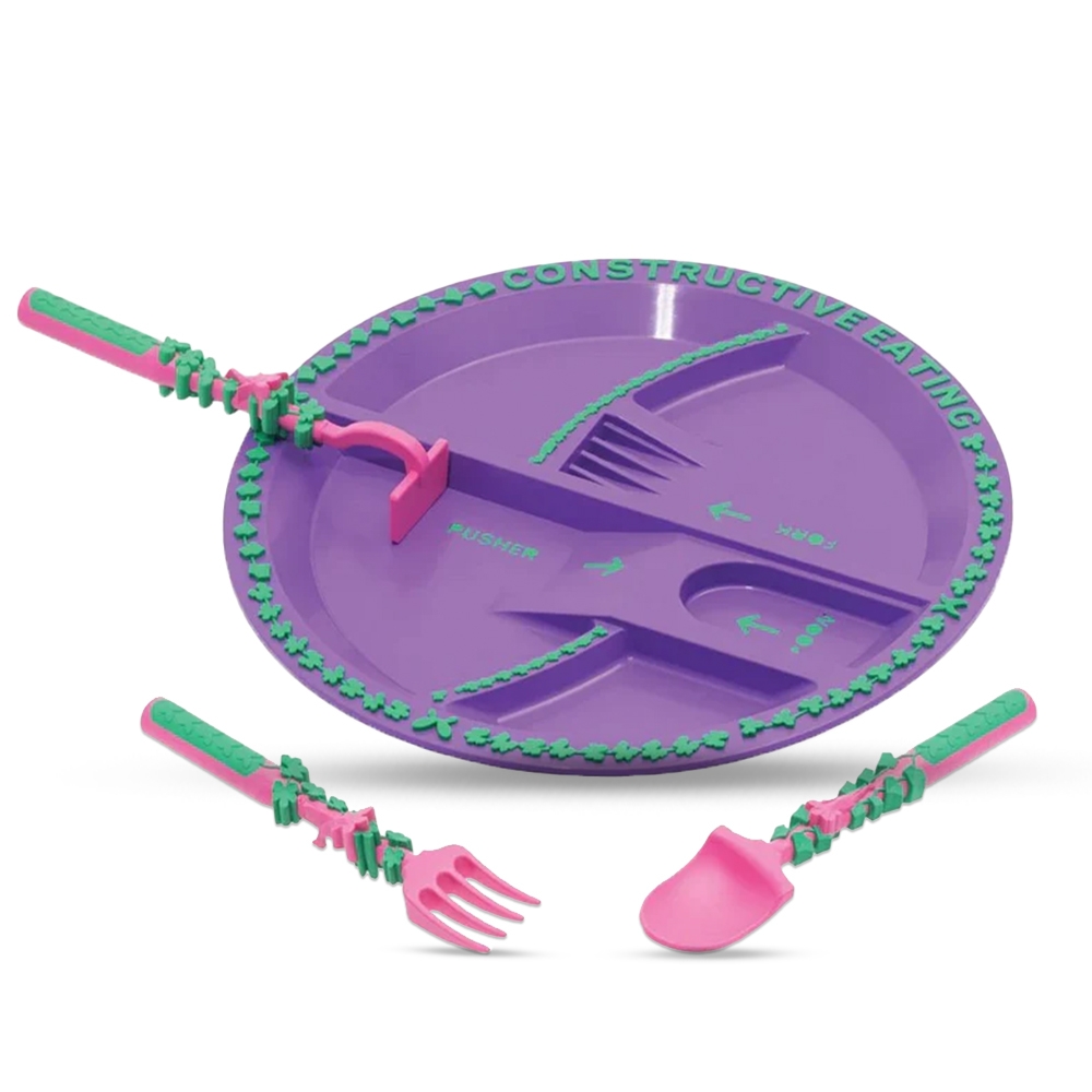 Order Eazy Kids - Eating Plate With Spoon, Fork And Pusher - Purple Now ...