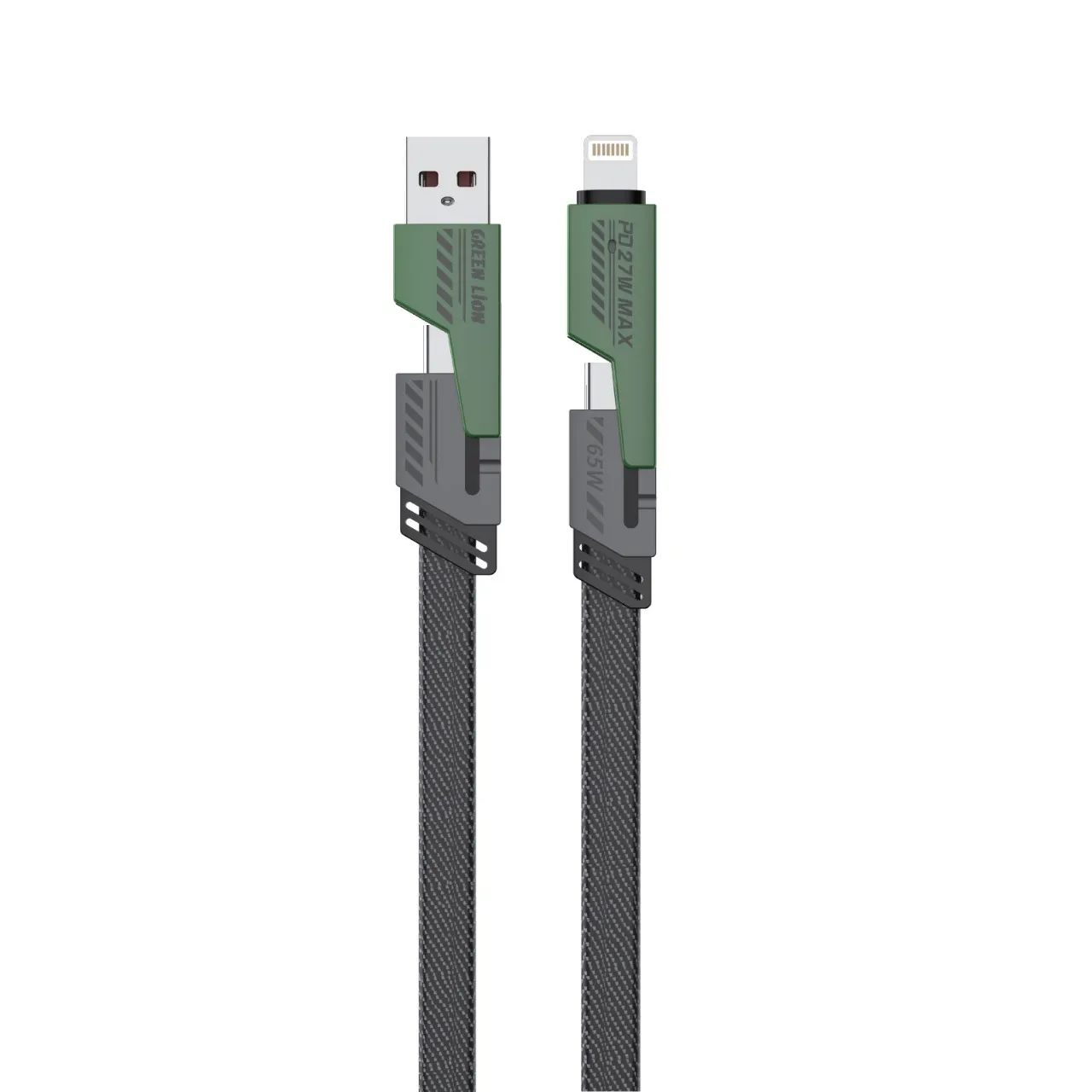 Order Green Lion 2 In 2 Braided Fast Charging Cable 65w - Black Now ...