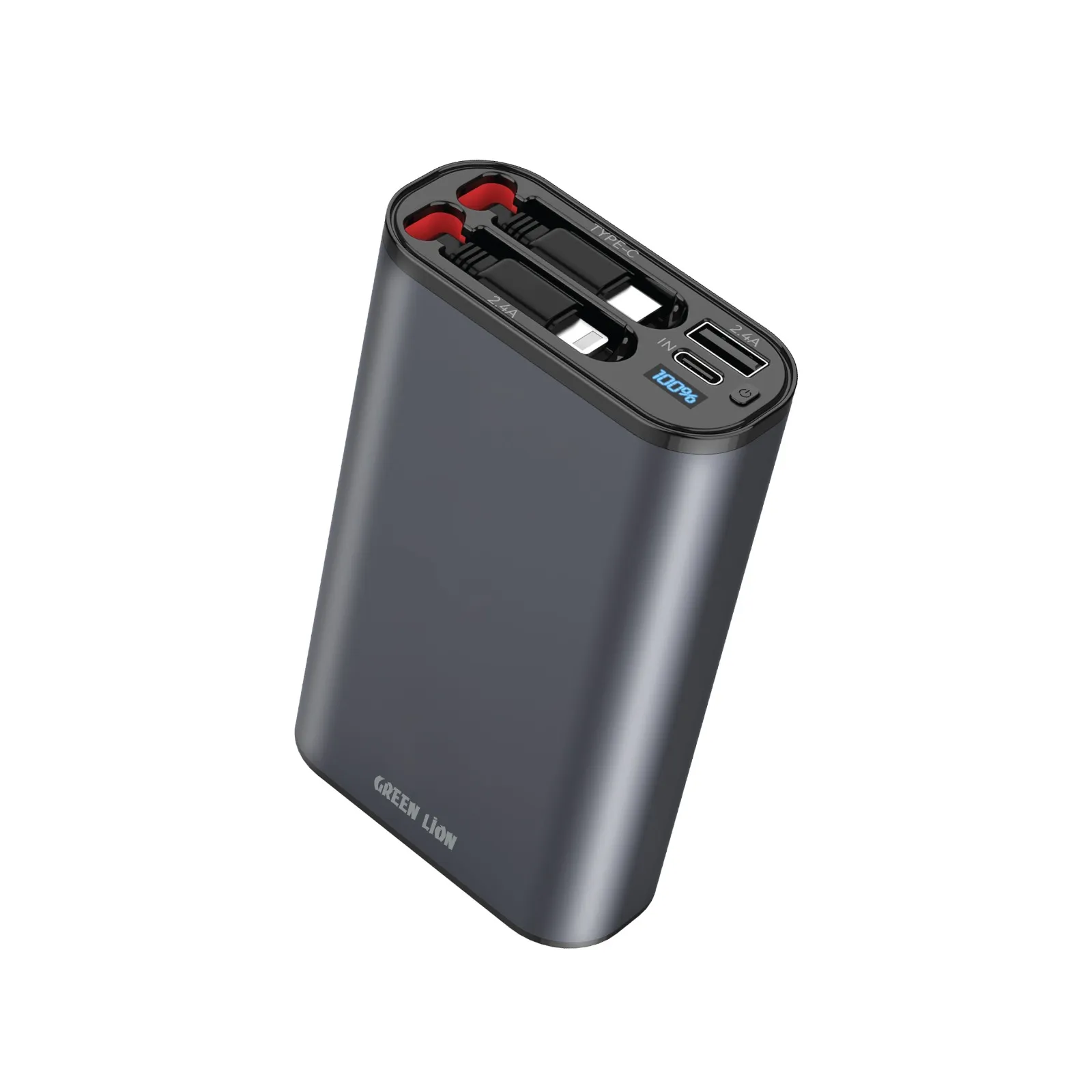 Order Green Lion Retractable 10000mAh Powerbank - Black Now! | Jomla.ae