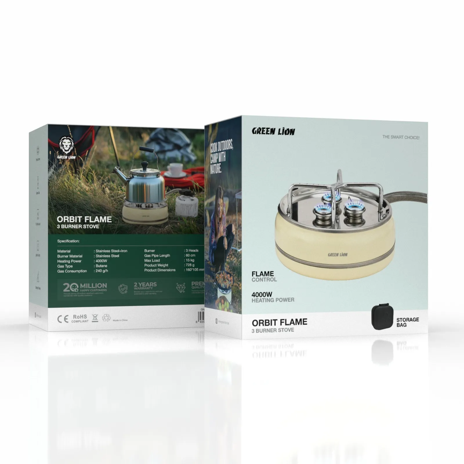 Order Green Lion Orbit Flame 3 Burner Stove - Beige Now! | Jomla.ae